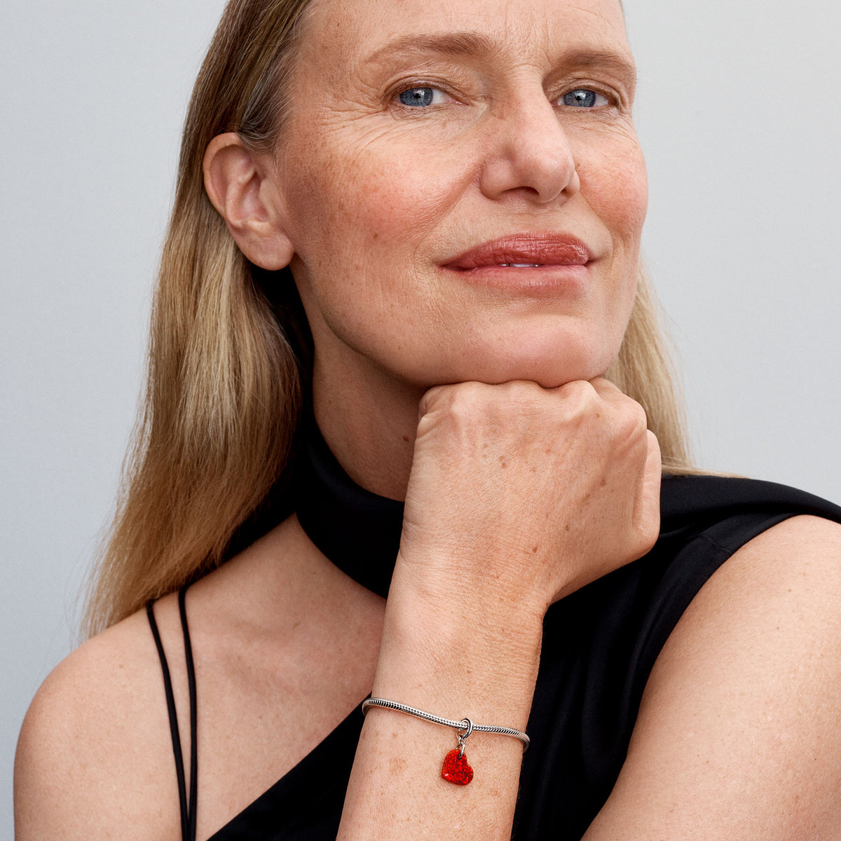 Opalescent Red Heart Dangle Charm