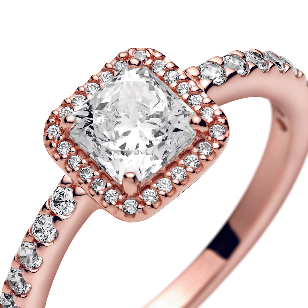 Square Sparkle Halo Ring